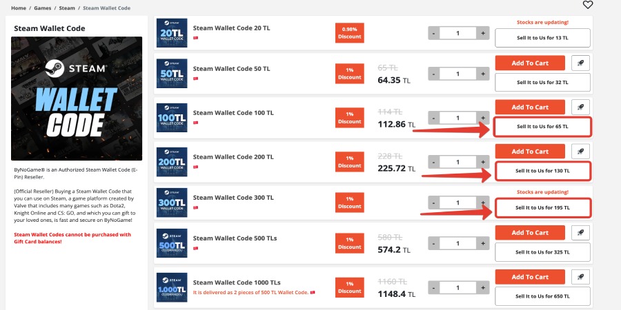 ByNoGame Helpdesk - Can I make payments with Steam Wallet code?