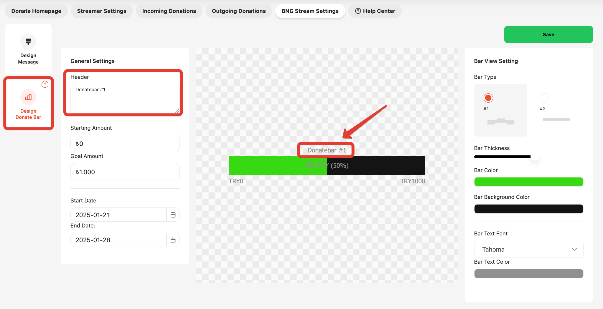 ByNoGame Helpdesk - How can I customize my Donate Bar?