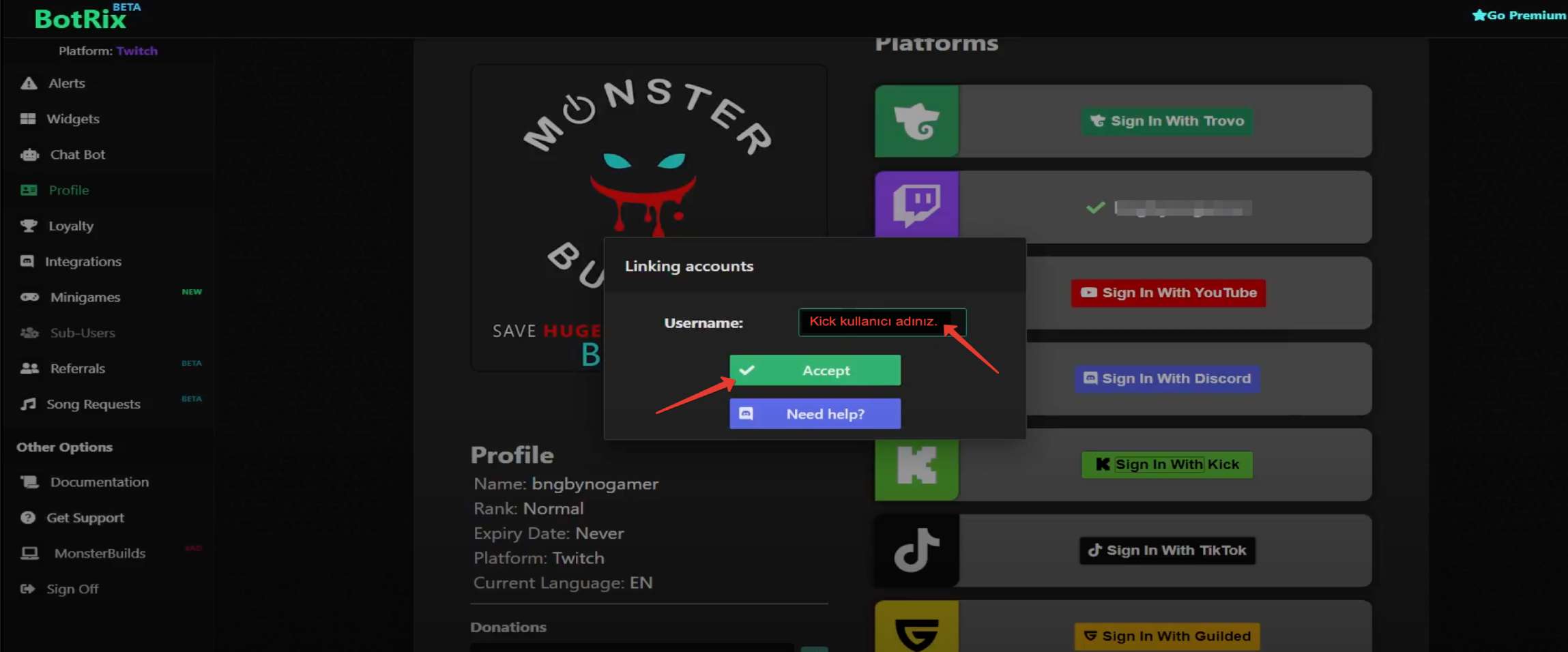 ByNoGame Helpdesk - Kick'te ByNoGame üzerinden nasıl donate alırım?